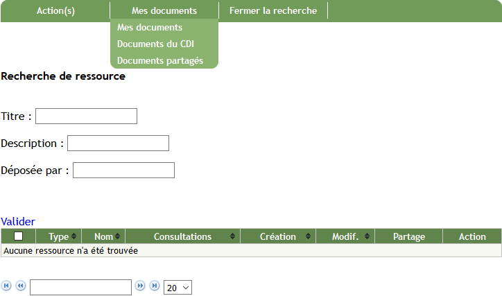 Recherche de ressources